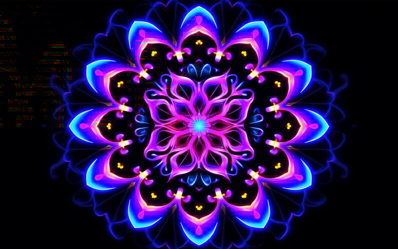Neon action flower background_neon action ornament__neon action mandala