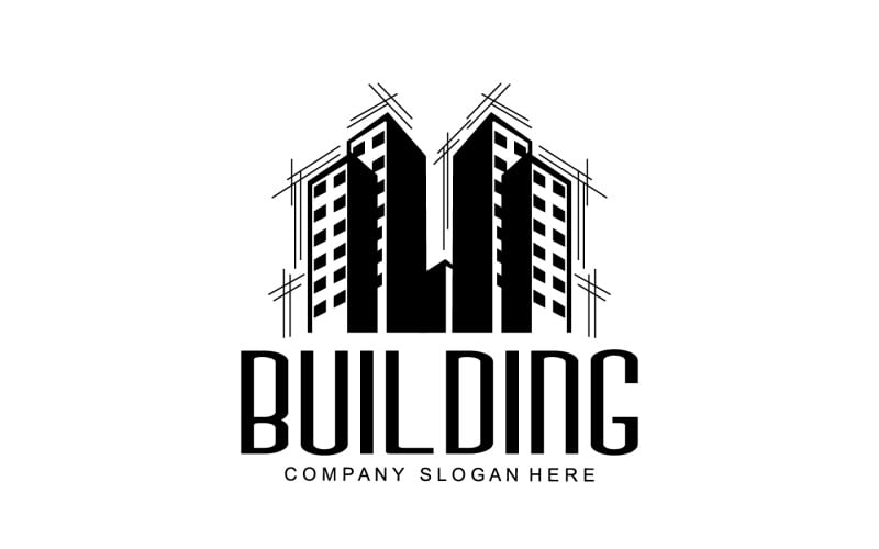 Şehir Binası İnşaatı Logo Tasarımı V6 - TemplateMonster
