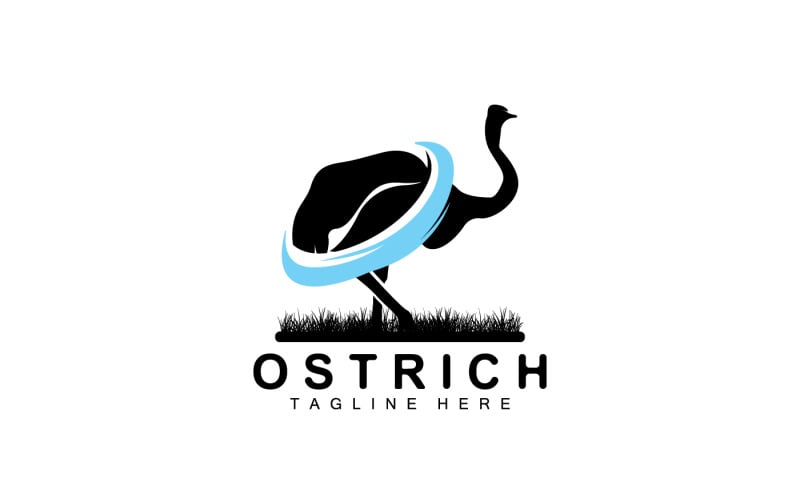 Ostrich Logo Design Desert Animal Illustration V21