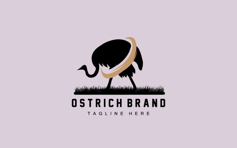 Strauß Logo Design Wüstentier Illustration V11