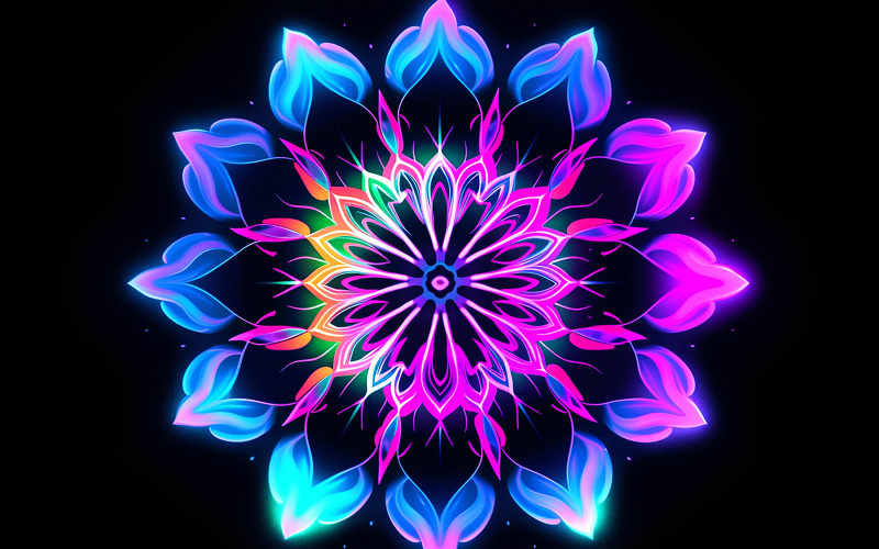 Neon mandala art_neon floral ornament - TemplateMonster