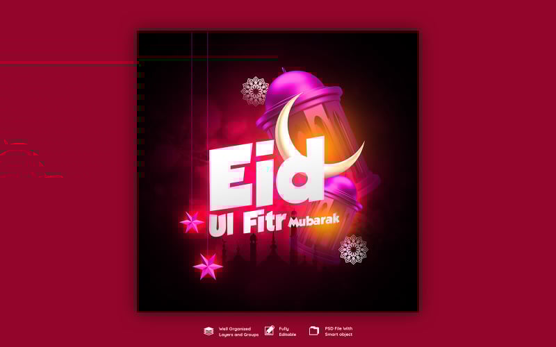 Eid Mubarak And Eid ul fitr Social Media Post Template