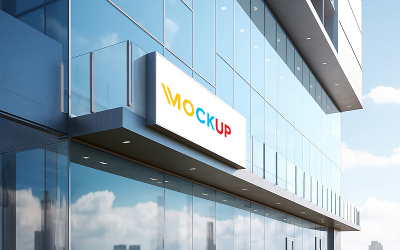 Building front sign board mockup #405061 - TemplateMonster