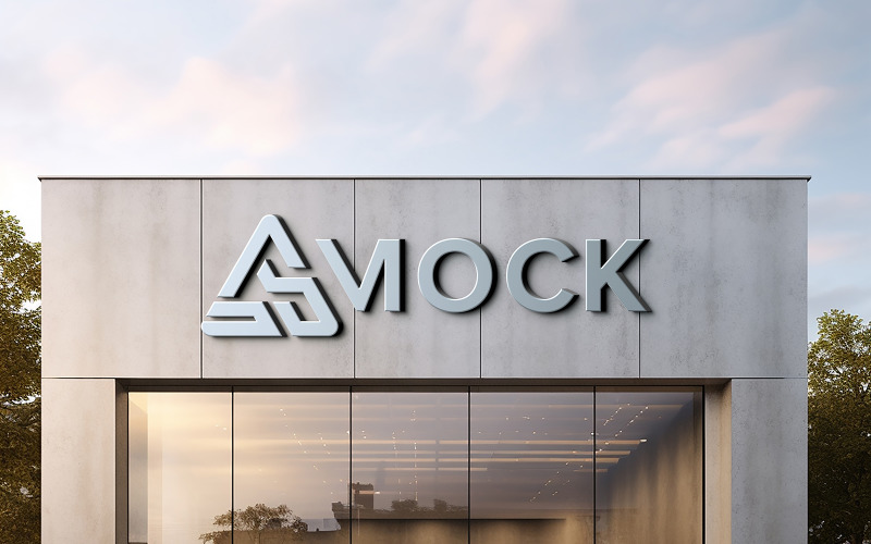 Building front sign mockup #405119 - TemplateMonster