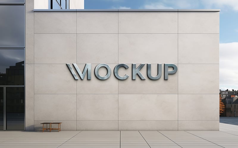 Building wall 3d logo mockup #405114 - TemplateMonster