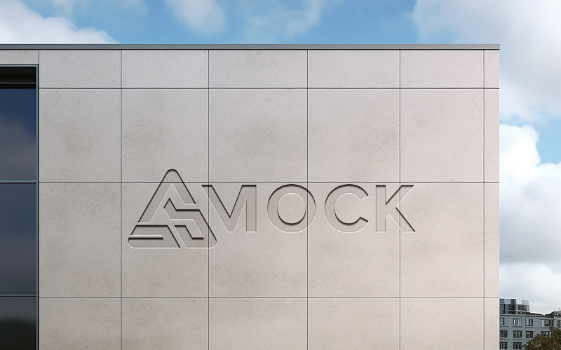 Debossed building wall logo mockup luxury psd