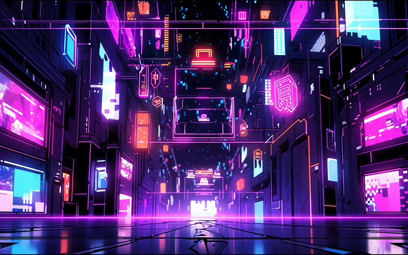 Neon city background_neon modern city background_neon tech city background