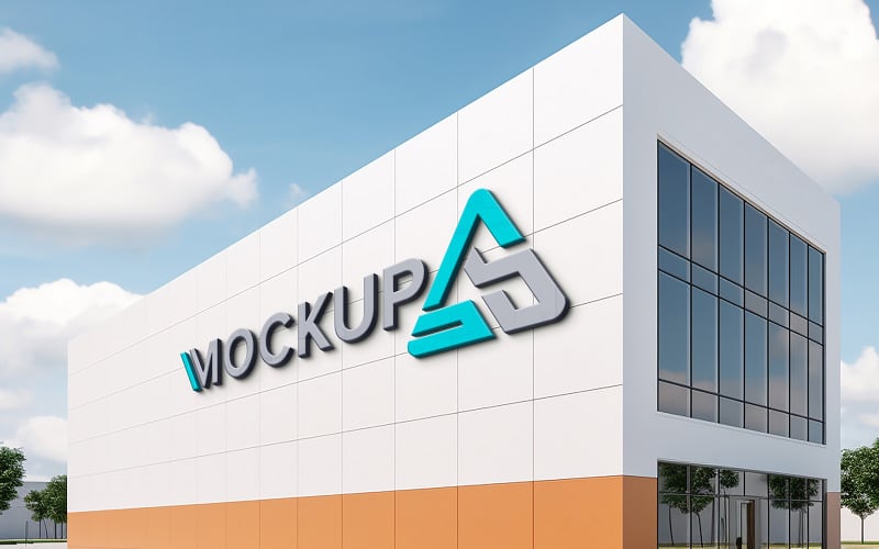 Outdoor building wall logo mockup #405125 - TemplateMonster