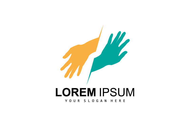 Hand Logo Teamwork Vector Company DesignV14