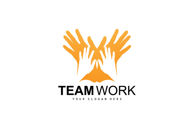 Hand Logo Teamwork Vector Company DesignV5 - TemplateMonster
