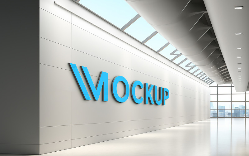 Wall logo mockup, office wall logo mockup - TemplateMonster