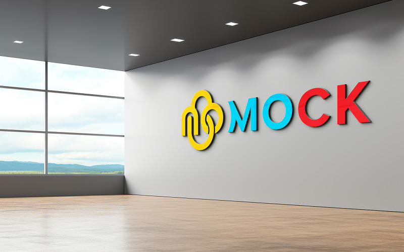 Office gray wall 3d logo mockup #405858 - TemplateMonster