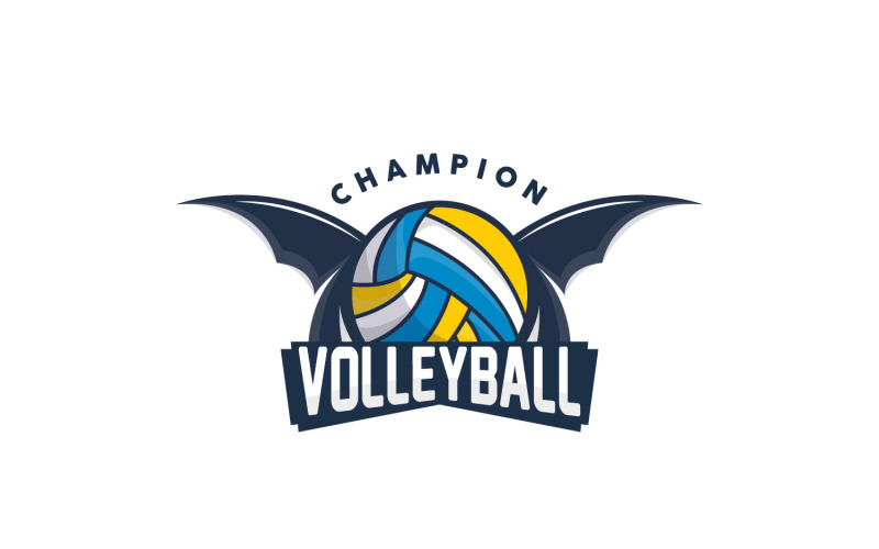 Ilustração de design simples de logotipo de vôlei V8