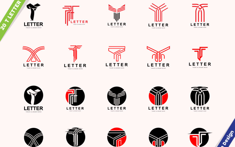 Minimal Initial T Letter Logo Vector v1 - TemplateMonster