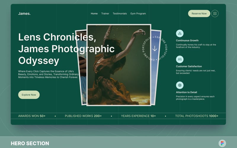 James - Photography Portfolio Hero Section Figma Template