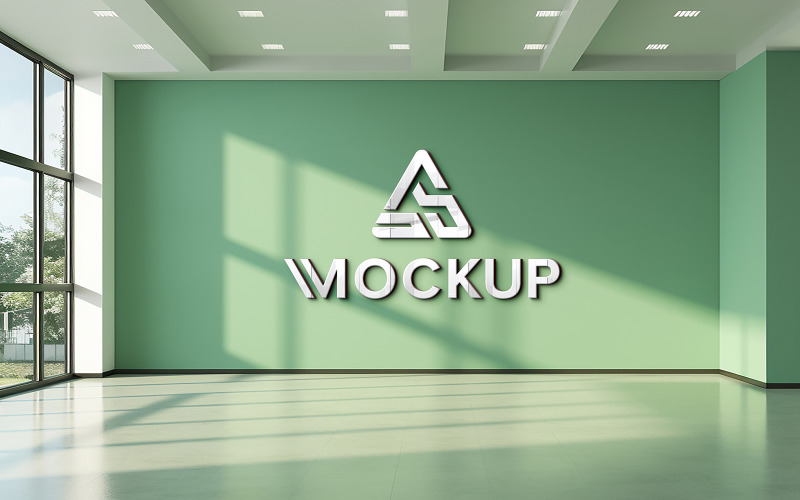 Realistic office wall 3d logo mockup - TemplateMonster