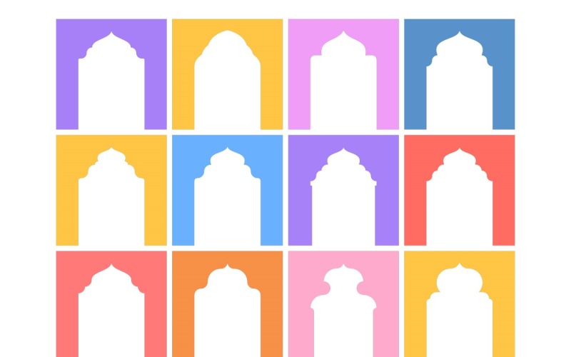 Islamic Arch Design Glyph Inverted Set - 14 - TemplateMonster