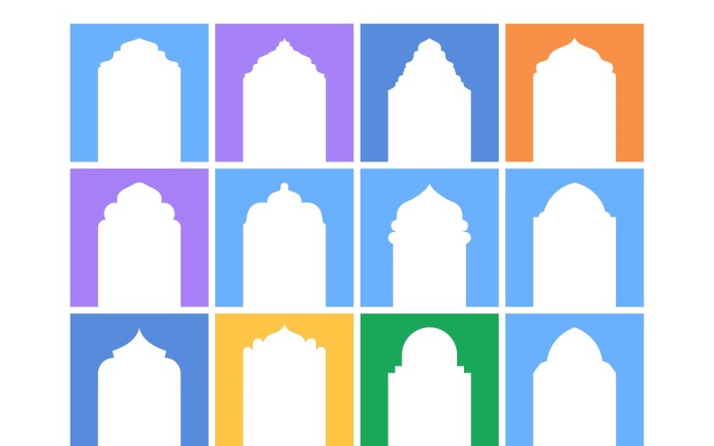 Conjunto invertido de glifos de diseño de arco islámico - 5