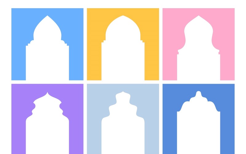 Islamic Arch Design Glyph Inverted Set 6 - 16