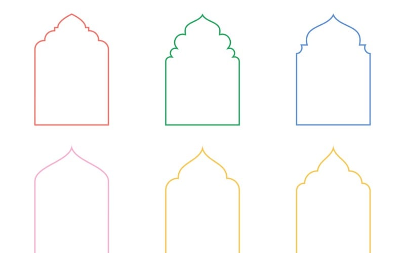 Islamic Arch Design Thin Line Set 6 - 14 - TemplateMonster