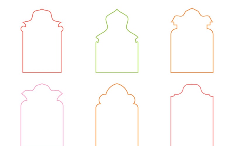 Islamic Arch Design Thin Line Set 6 - 20 - TemplateMonster