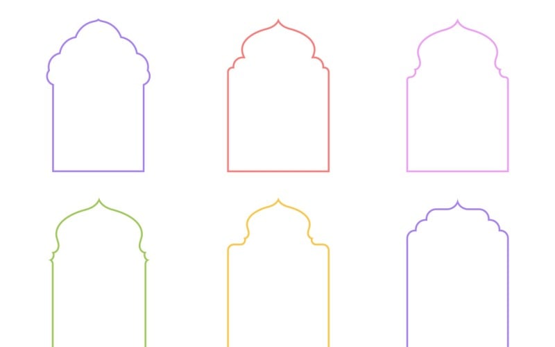 Islamic Arch Design Thin Line Set 6 - 7 - TemplateMonster