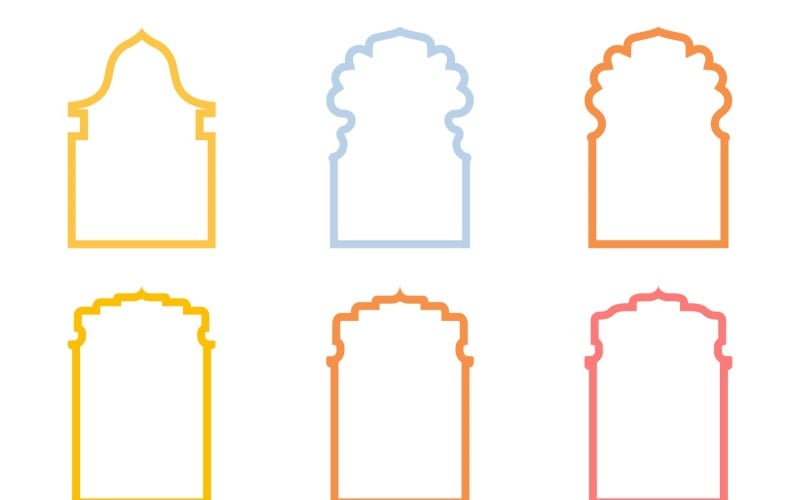 Islamic Arch Design Bold Line Set 6 - 9 - TemplateMonster