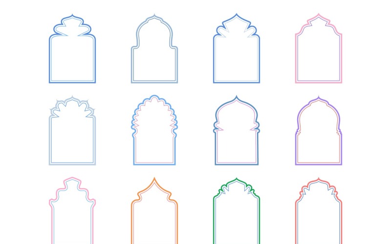 Islamic Arch Design double lines Set 12 - 2 - TemplateMonster