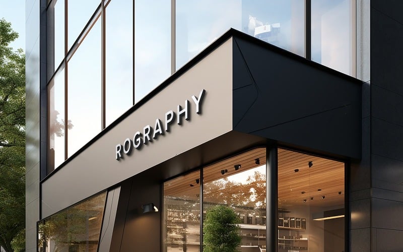 Logo mockup on facade office building sign psd 3d sign logo mockup