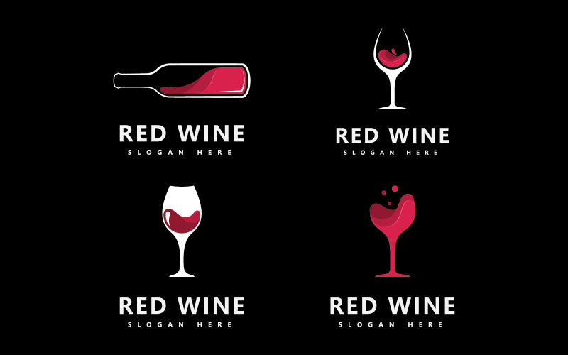 Modèle de conception d'icône de logo de vin Illustration vectorielle V5
