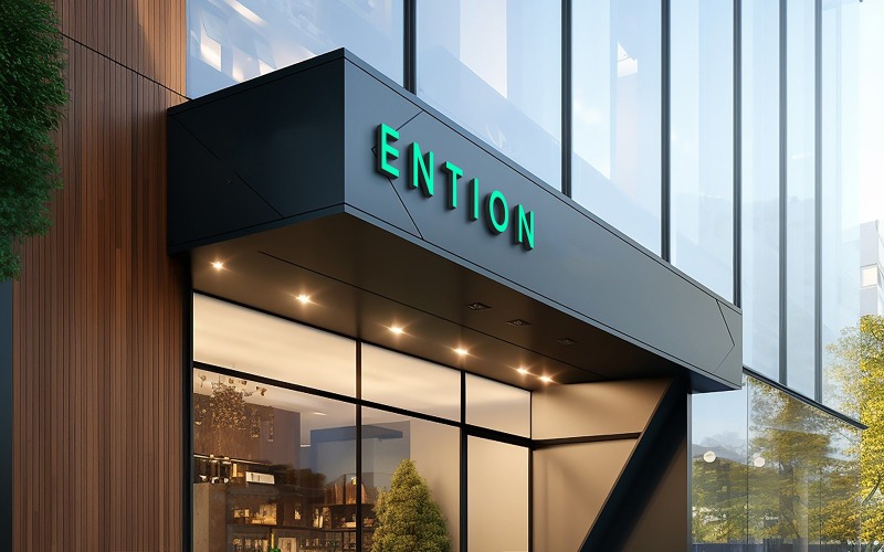 Shop sign logo mockup store realistic 3d - TemplateMonster