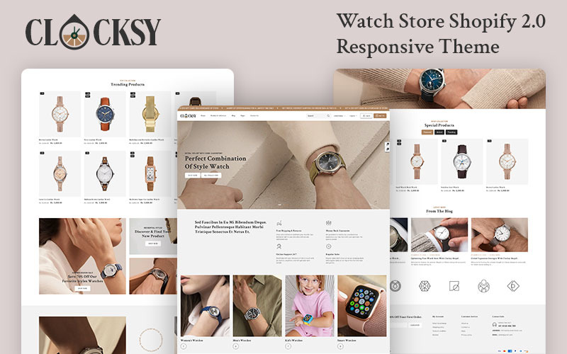 Clocksy - Tema adaptable para Shopify 2.0 de la tienda de relojes