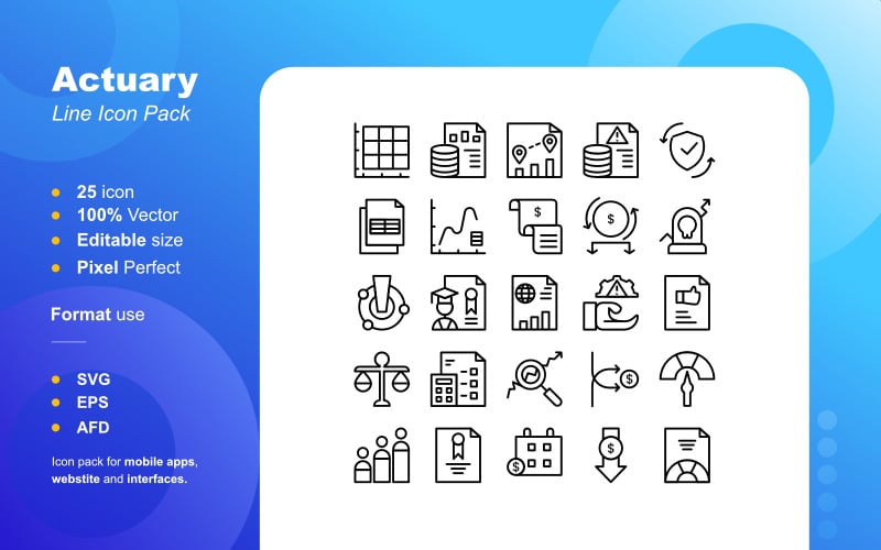 Actuary outline icon packs #407932 - TemplateMonster