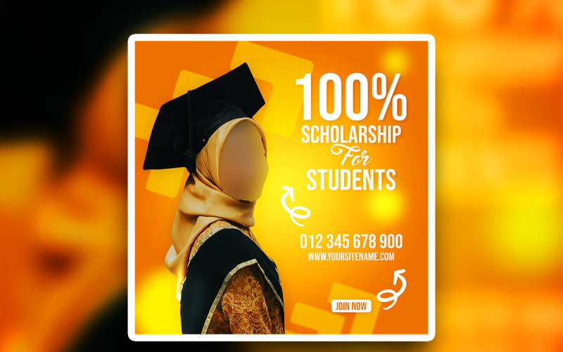 Premium Schoolarship Educational Advertisement Square psd design