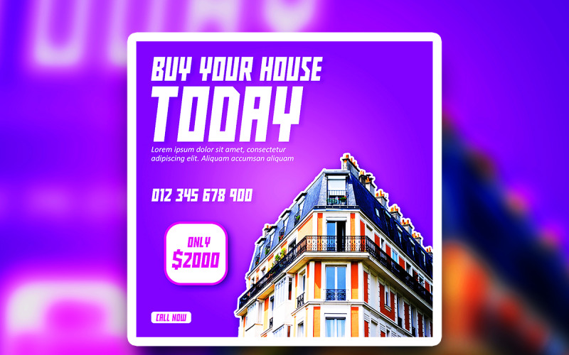 Real Estate Premium Advertisement Square psd design