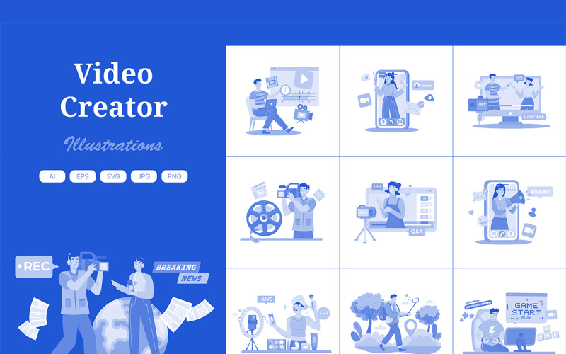 M714_Video Creator Illustration Pack - TemplateMonster