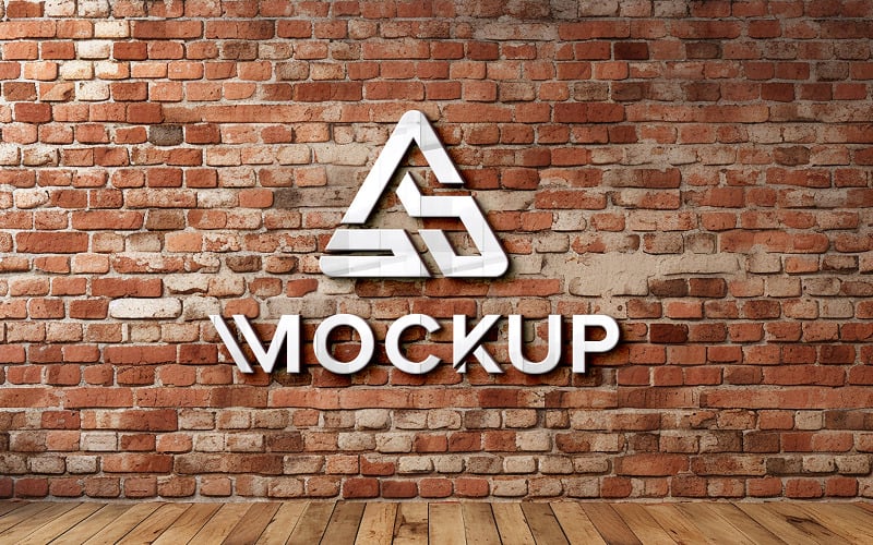 3d logo mockup on bricks wall indoor psd - TemplateMonster