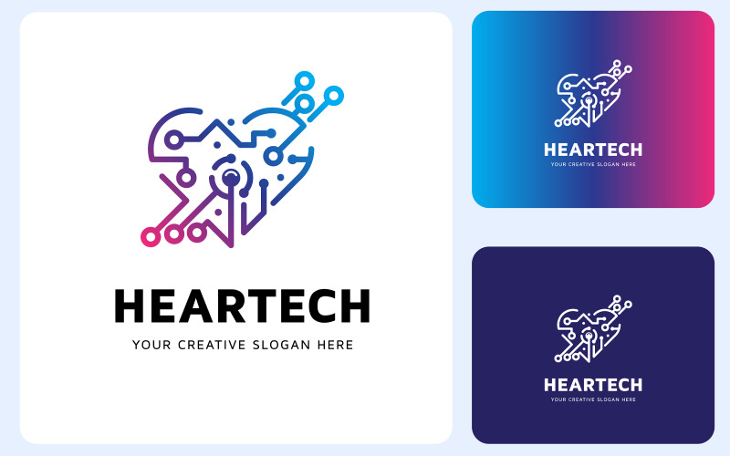 Heart Tech Logo Design Template #408532 - TemplateMonster