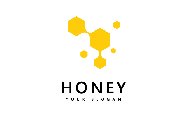 Icône du logo en peigne de miel, création vectorielle d'abeilles V5
