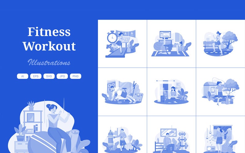 M636_ Fitness Workout Illustration Pack 1 - TemplateMonster