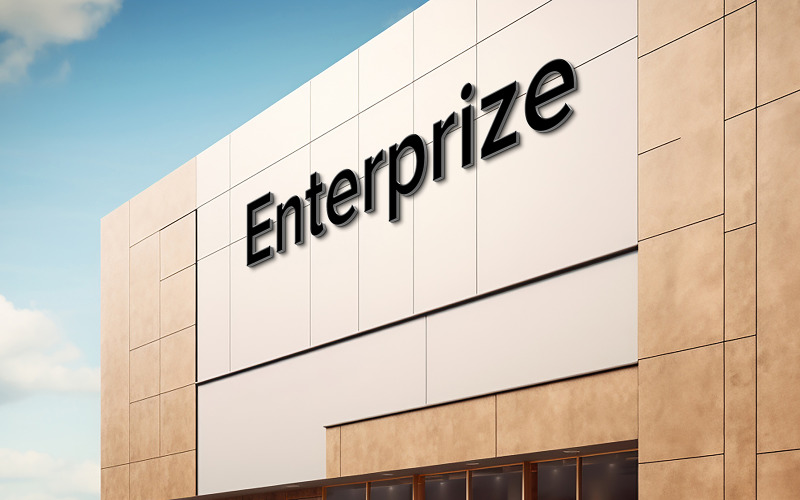 Facade sign building logo mockup design psd template