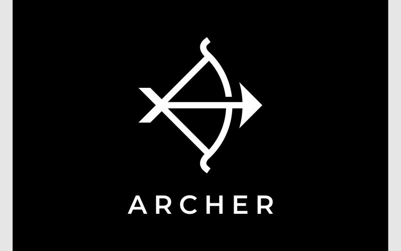 Modelo de design vetorial de logotipo e símbolo de arqueiro 1