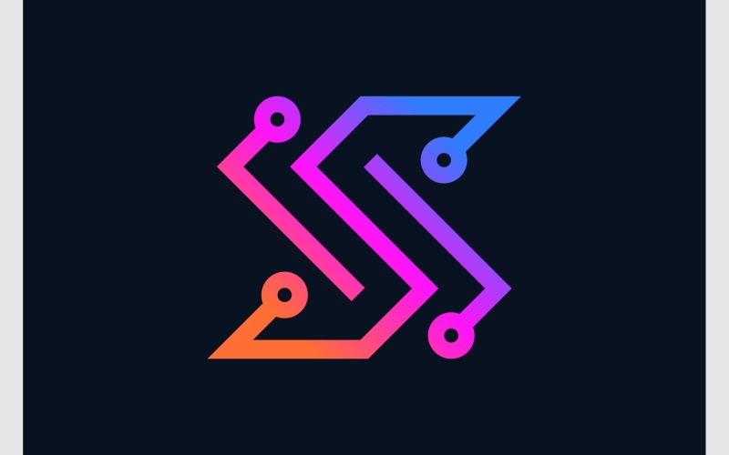 Letter S Circuit Electronic Technology Logo - TemplateMonster