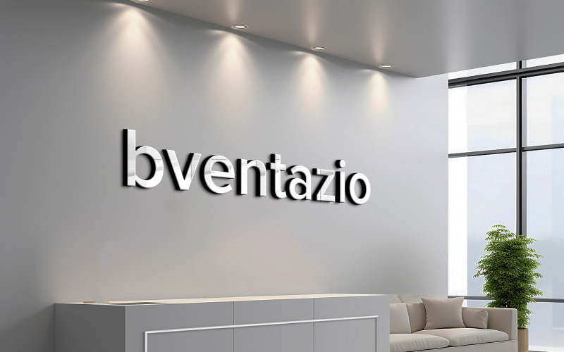 3d office gray wall logo mockup #410626 - TemplateMonster
