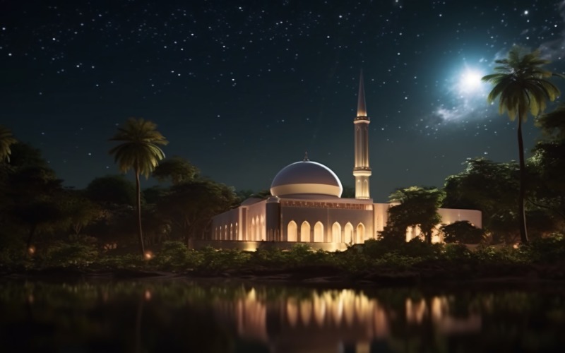 Eid ul adha design with Mosque and Palm Tree 01