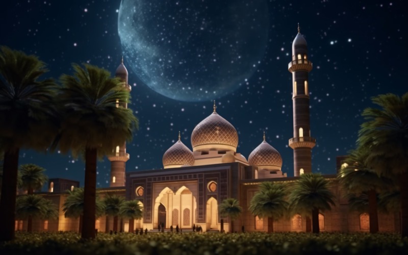 Eid ul adha design with Mosque and Palm Tree 12