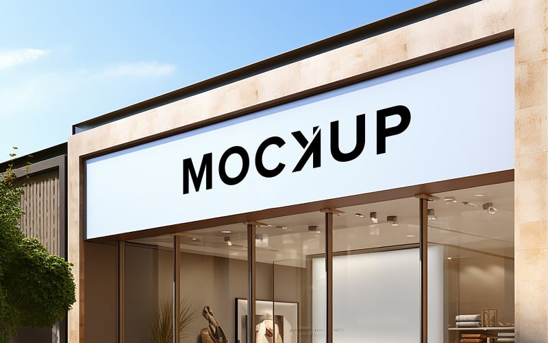 Facade sign storefront logo mockup realistic