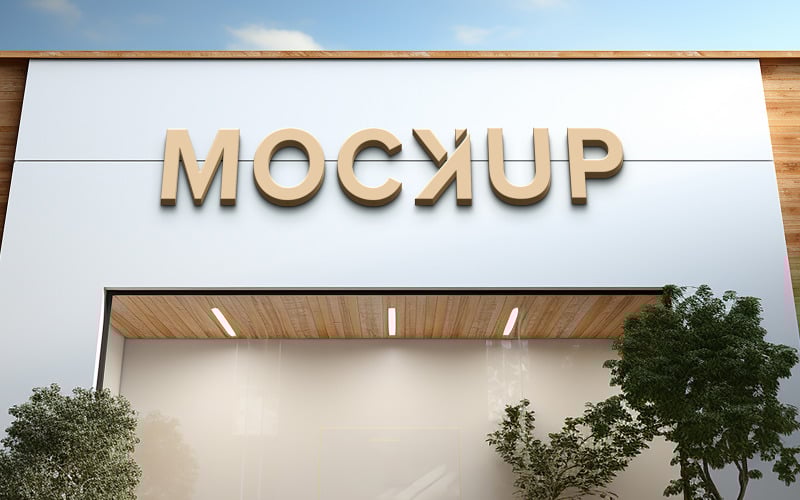 Front view storefront brand logo mockup - TemplateMonster