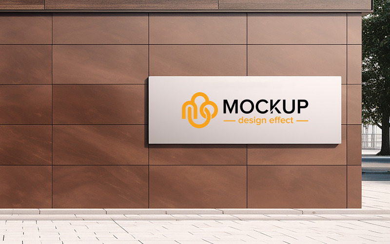 Realistic building wall logo mockup #411121 - TemplateMonster