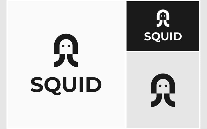 Squid Octopus Simple Minimalist Logo - TemplateMonster